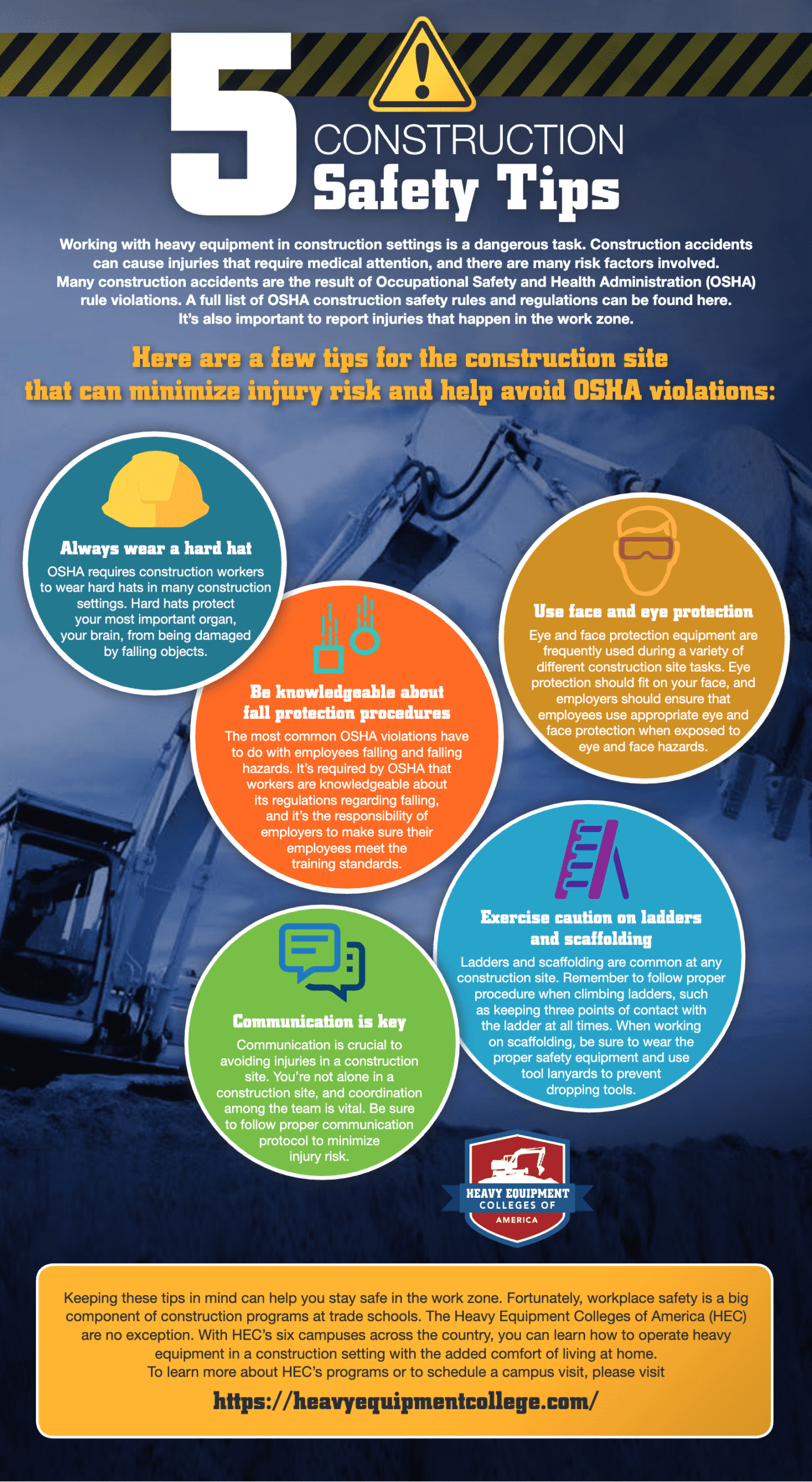 Five Construction Safety Tips - Heavy Equipment Colleges of America